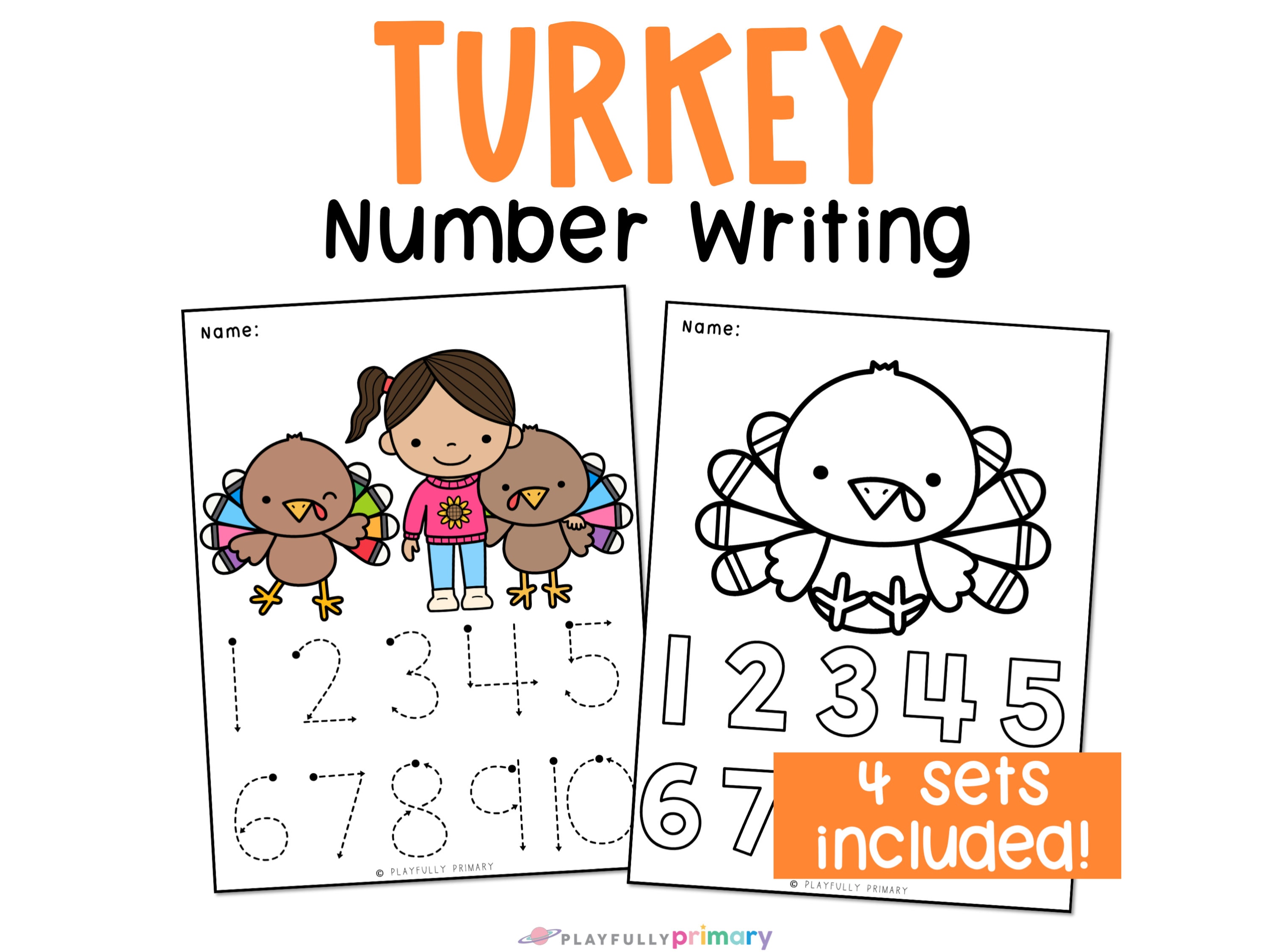 Turkey Number Writing Coloring Pages for Kids, Turkey Theme ...