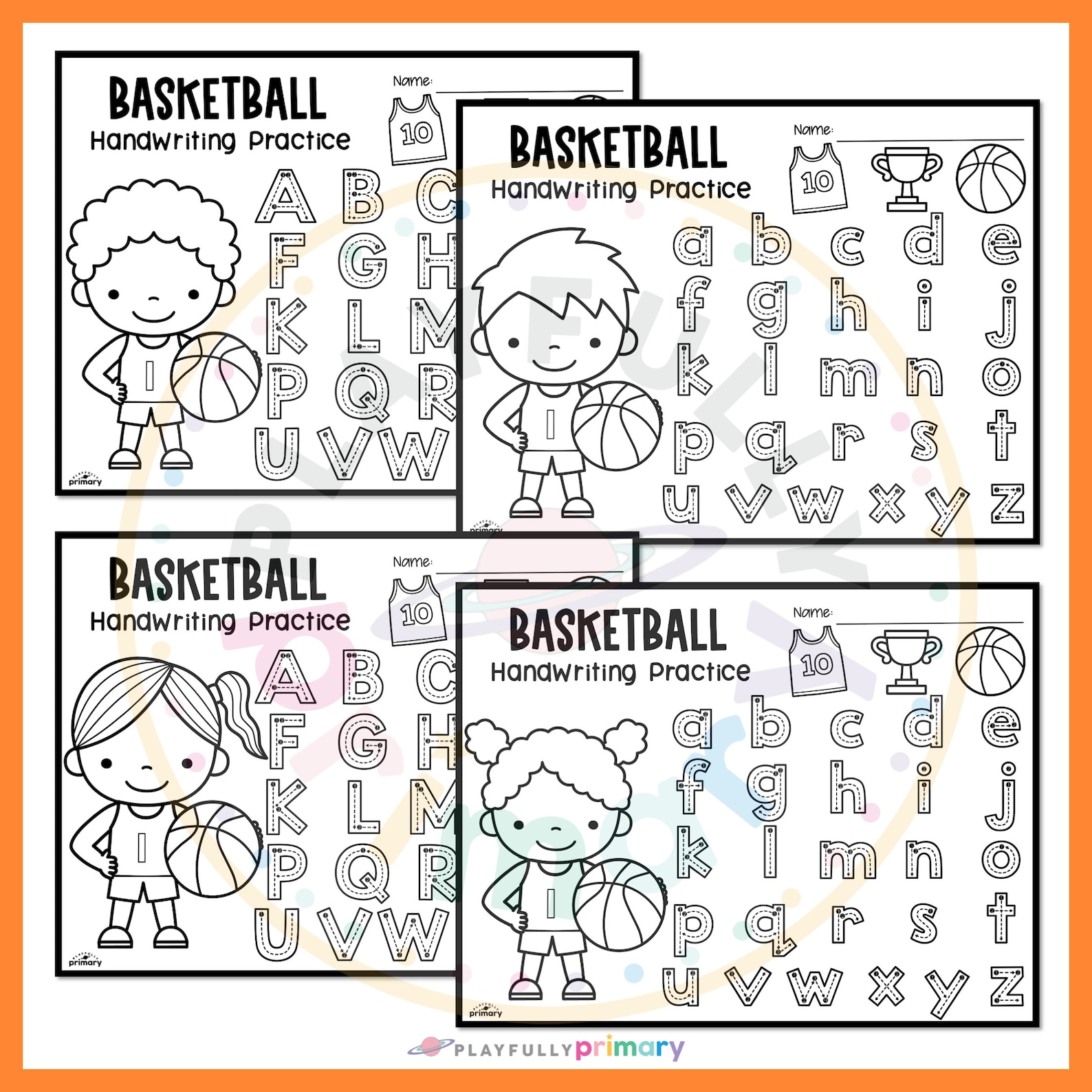 Basketball Activity Sheet Printable Tracing Worksheet, Handwriting ...