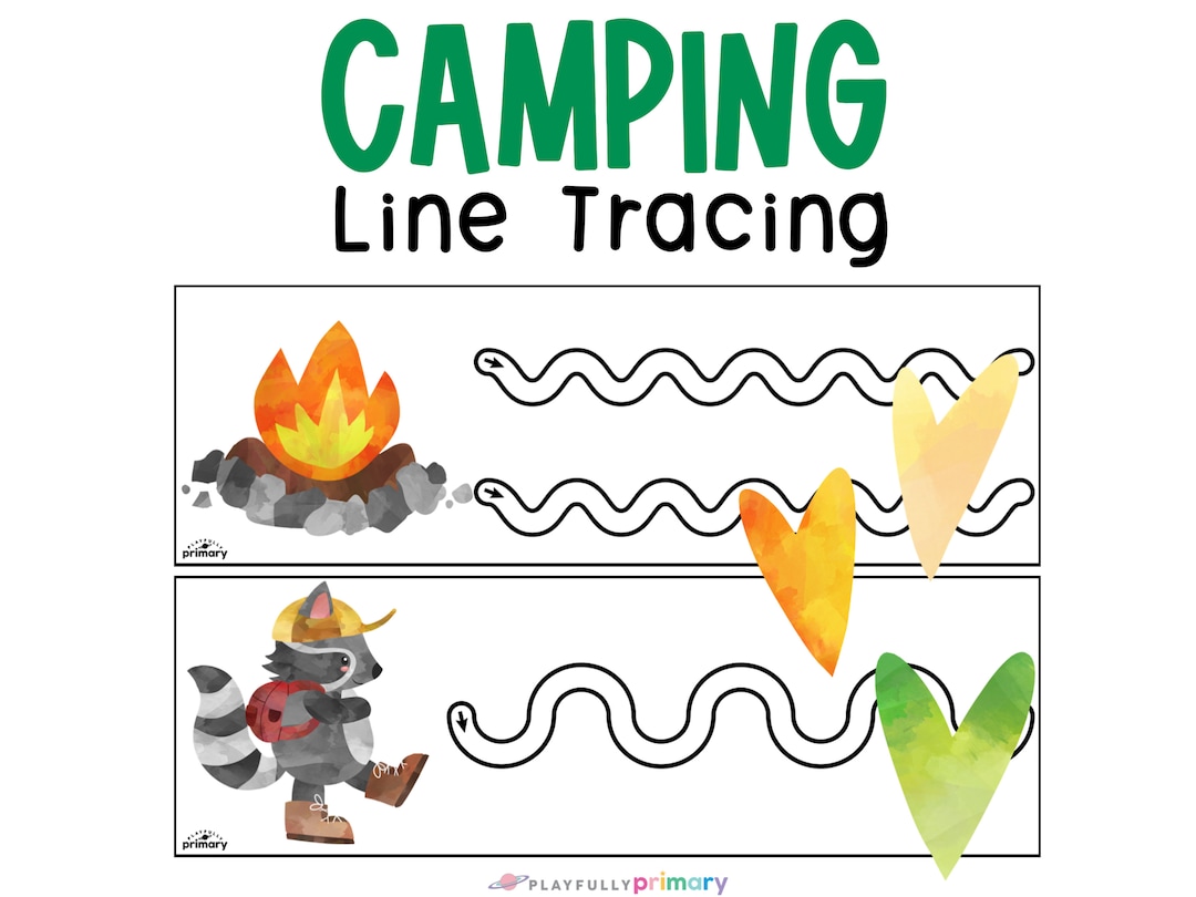 Preschool Tracing Lines, Camping Printable for Preschool Prewriting ...