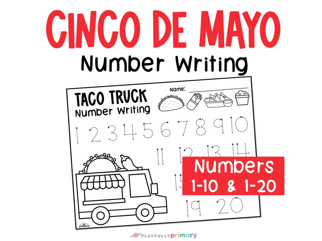 Cinco De Mayo Number Tracing Coloring Sheets, Preschool Worksheet ...