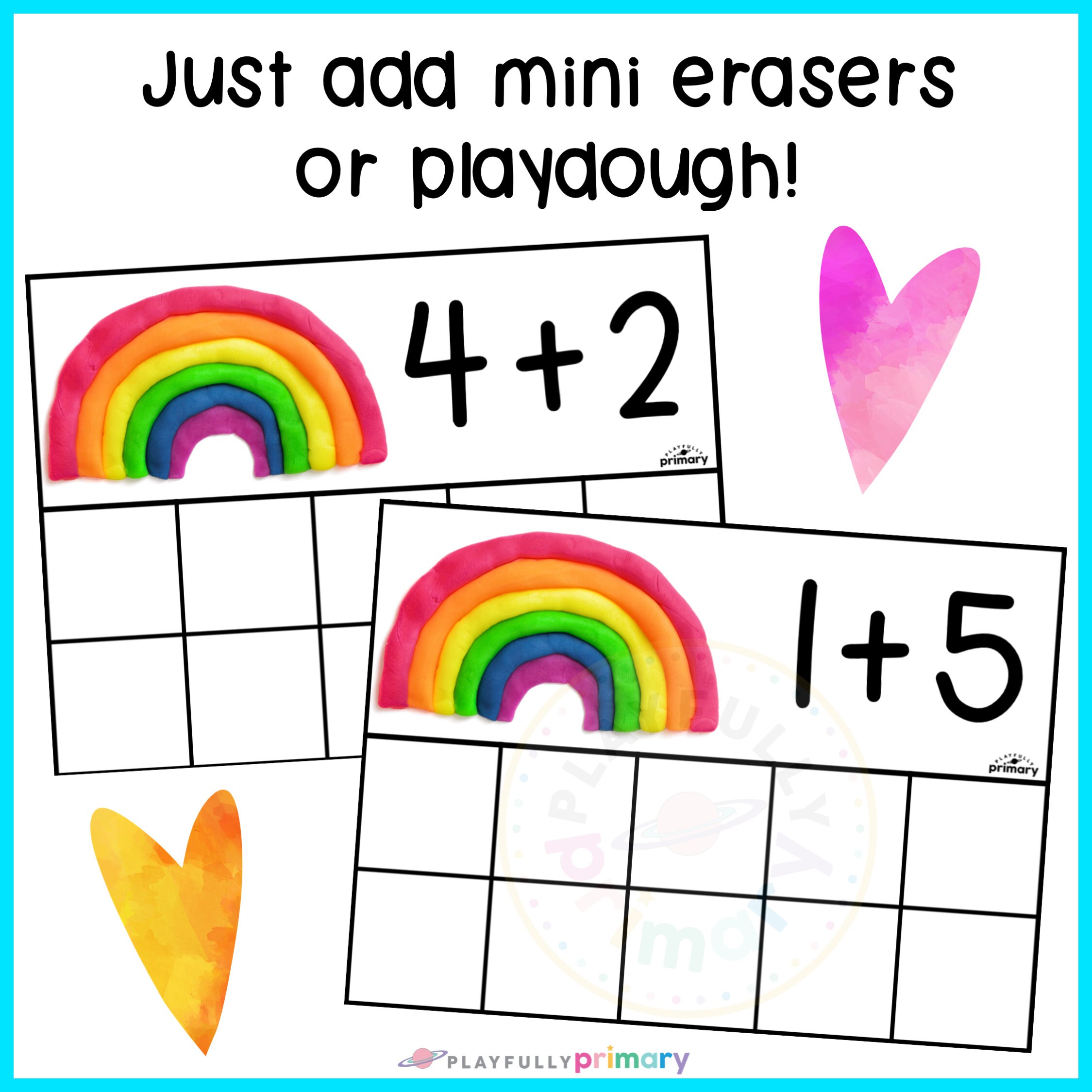 Rainbow Playdough Addition Frames Addition to 10 Activity & Worksheet ...