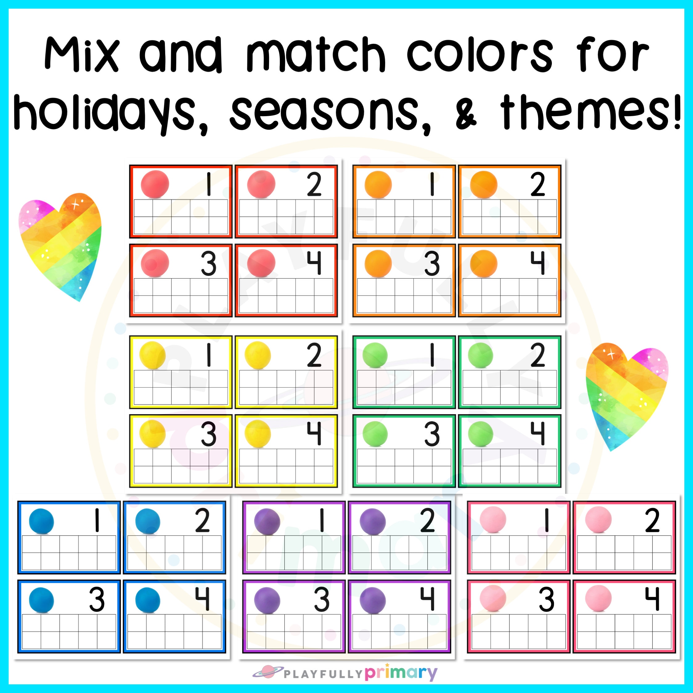 Playdough Mats With Ten Frame Numbers, Count to 10 Play Dough Mat ...