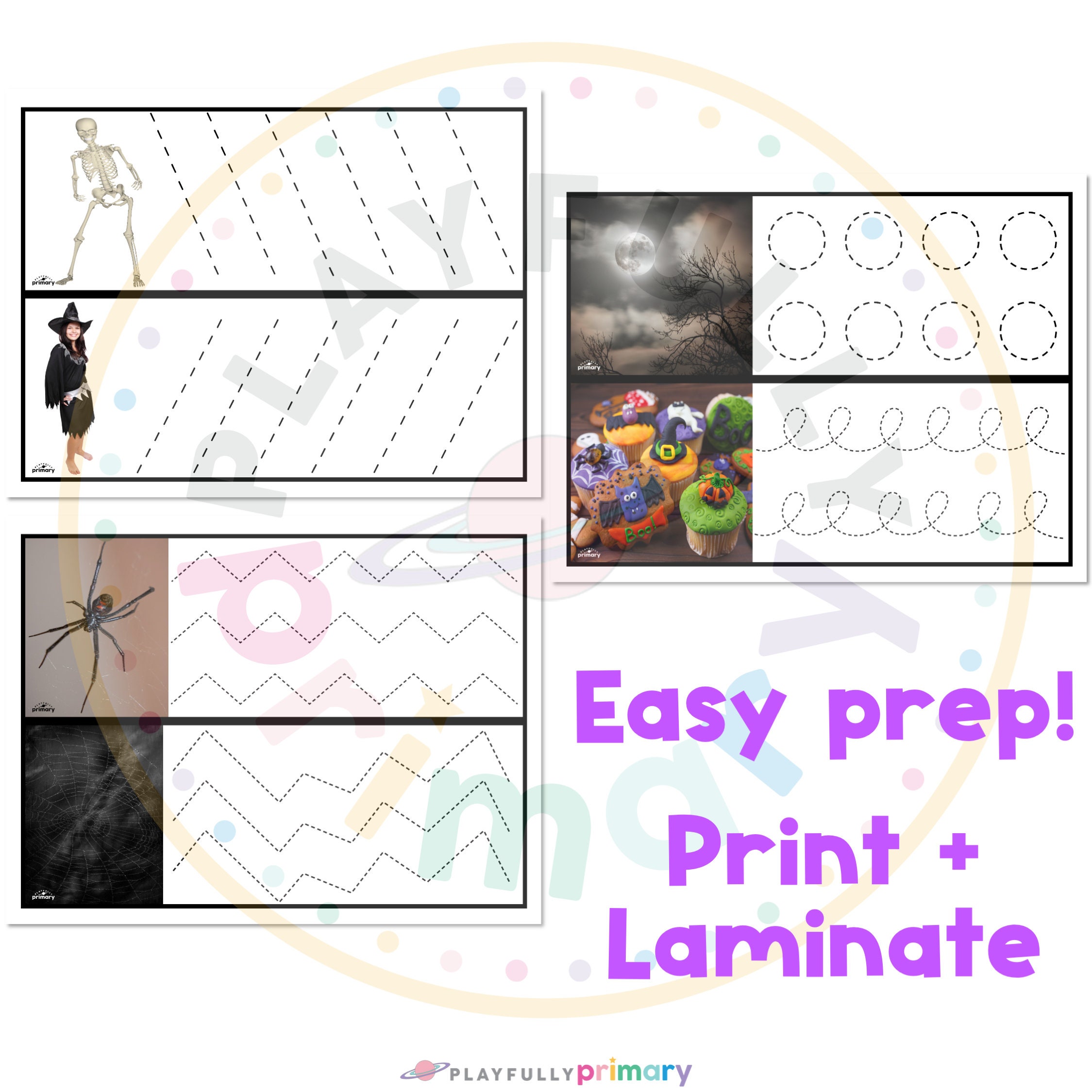 Halloween Tracing Worksheets, Tracing Lines and Shapes, Halloween ...