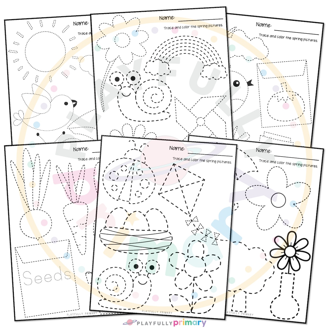 Spring Tracing Worksheets - Spring Coloring Pages for Kids - Spring ...