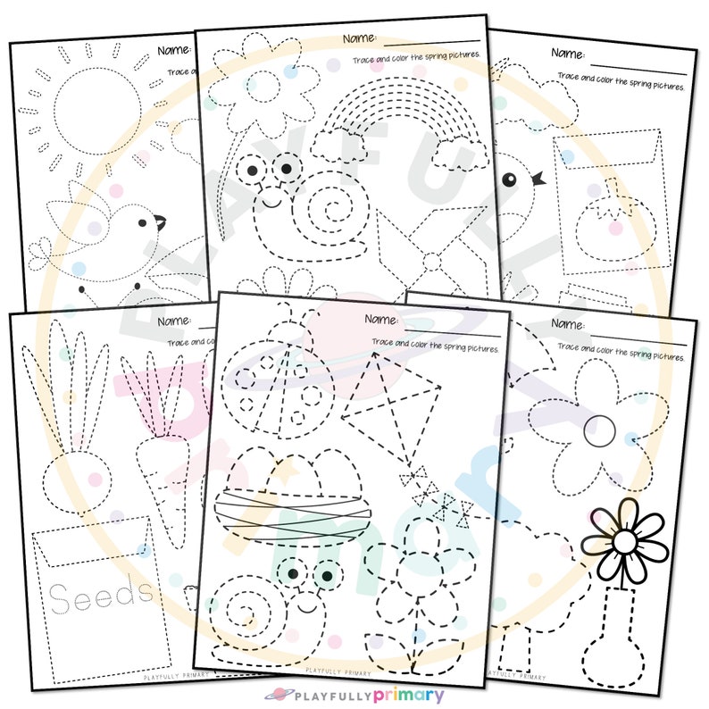 Spring Tracing Worksheets - Spring Coloring Pages for Kids - Spring ...