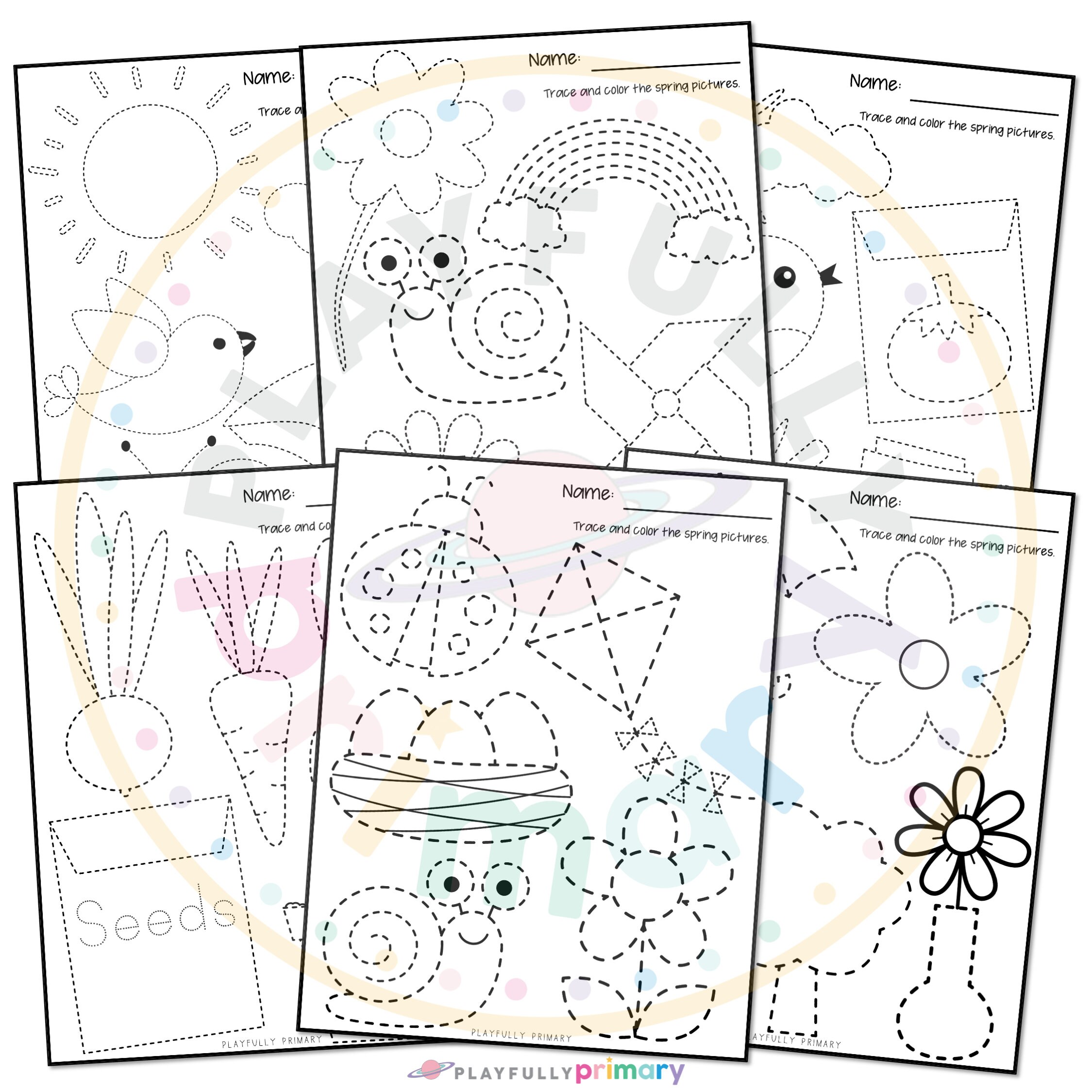Spring Tracing Worksheets - Spring Coloring Pages for Kids - Spring ...