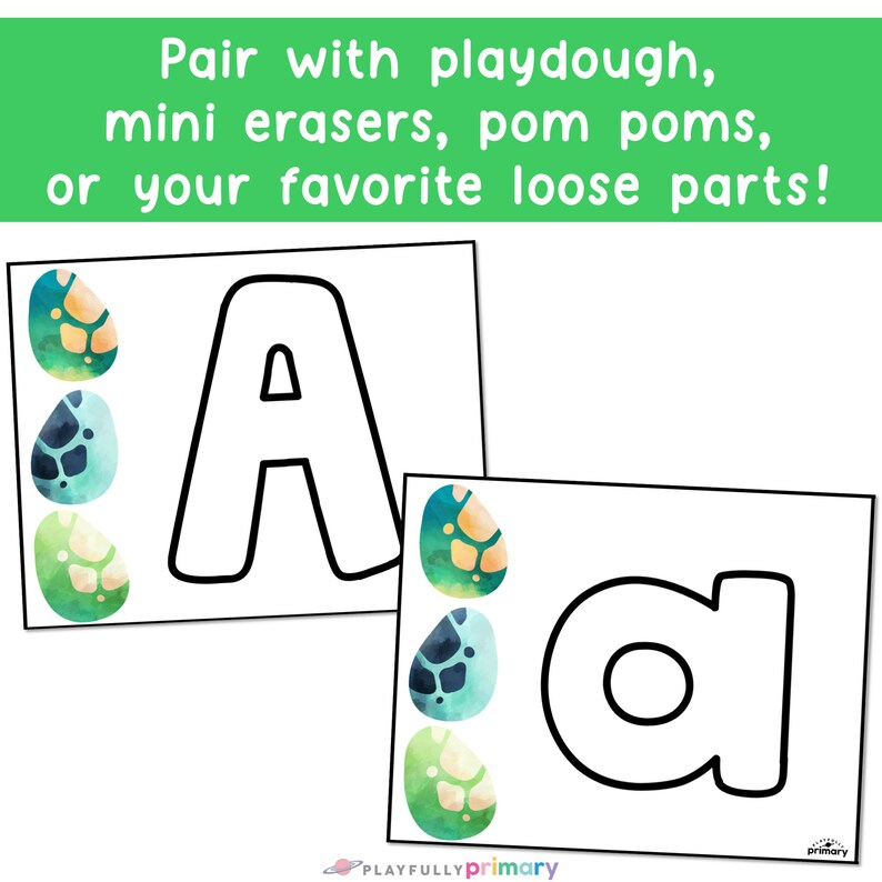 Dinosaur Alphabet Playdough Mats, Dinosaur Egg Loose Parts Play ...
