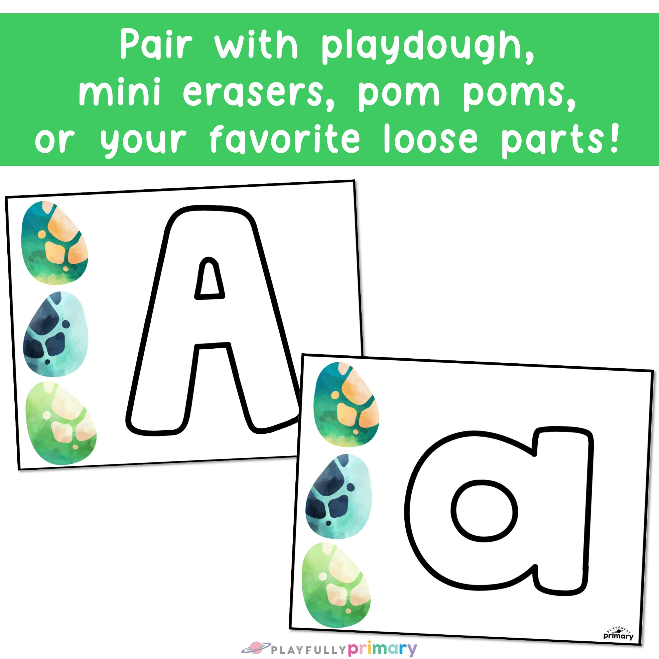 Dinosaur Alphabet Playdough Mats, Dinosaur Egg Loose Parts Play ...