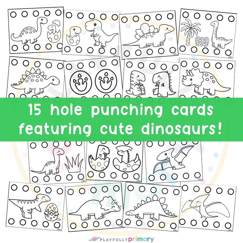 Dinosaur Preschool Fine Motor Task Box, Dinosaur Activity, Hole Punch ...