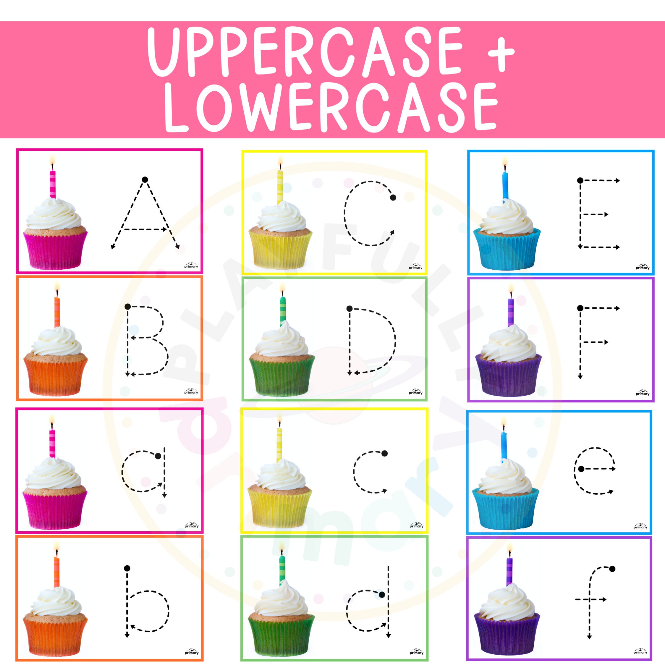 Cupcake Preschool Alphabet Cards, Alphabet Letter Formation, Cupcake ...