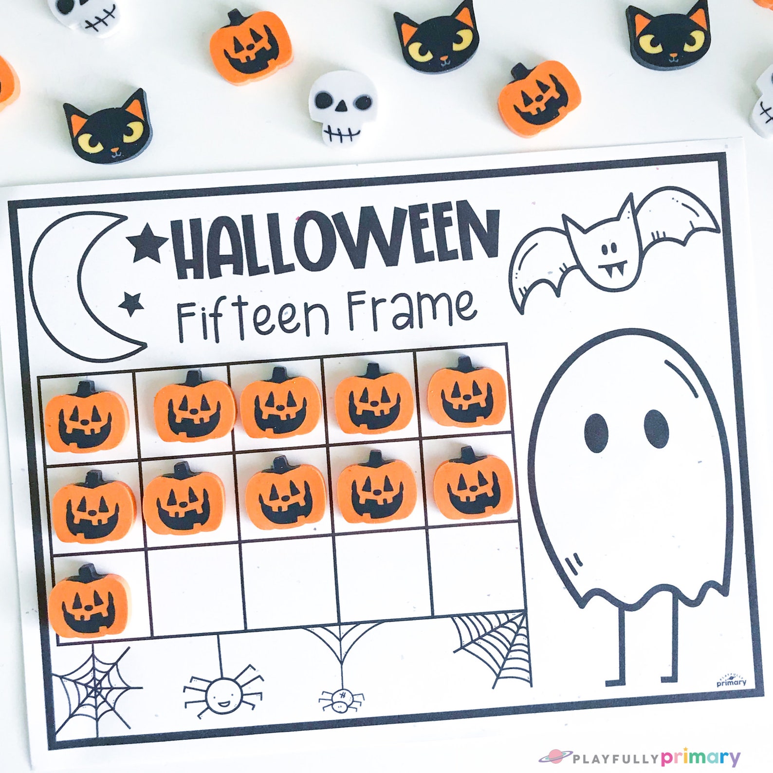 Halloween Mini Eraser Math Worksheets for Kindergarten Prek Preschool ...