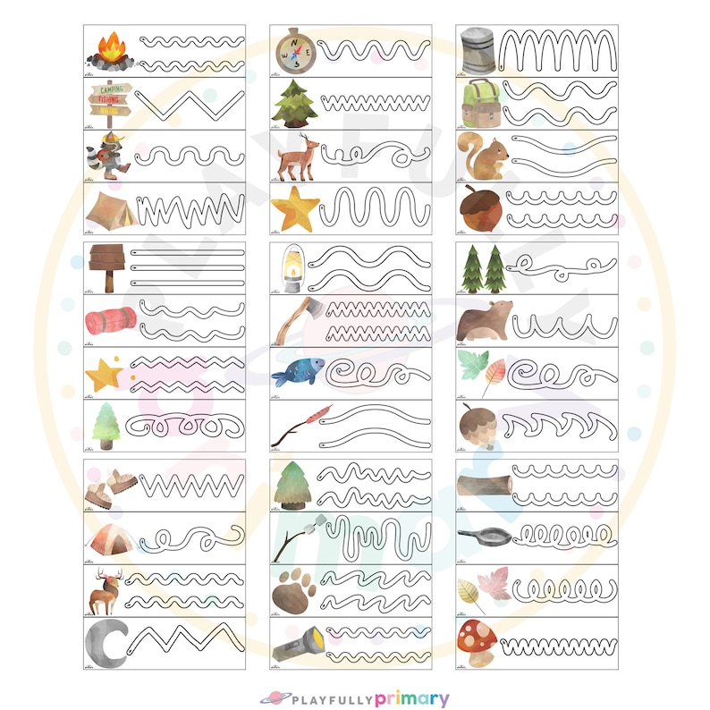 Preschool Tracing Lines, Camping Printable for Preschool Prewriting ...