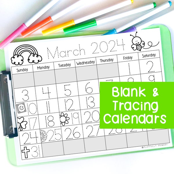Tracing and Blank Calendar - Etsy