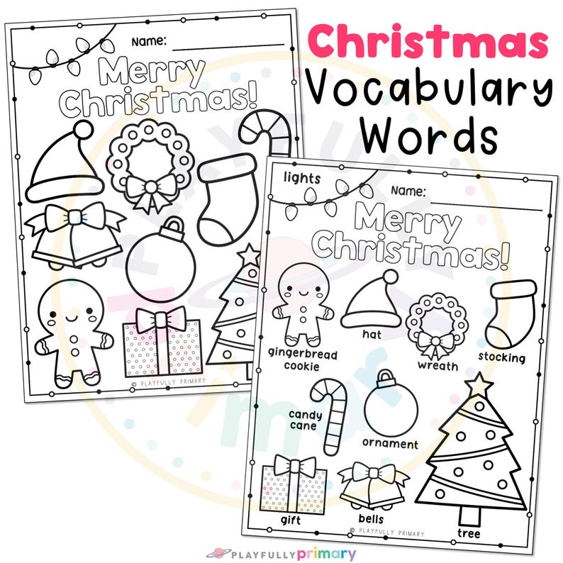 Christmas Coloring Pages for Kids, Christmas Vocabulary Words ...