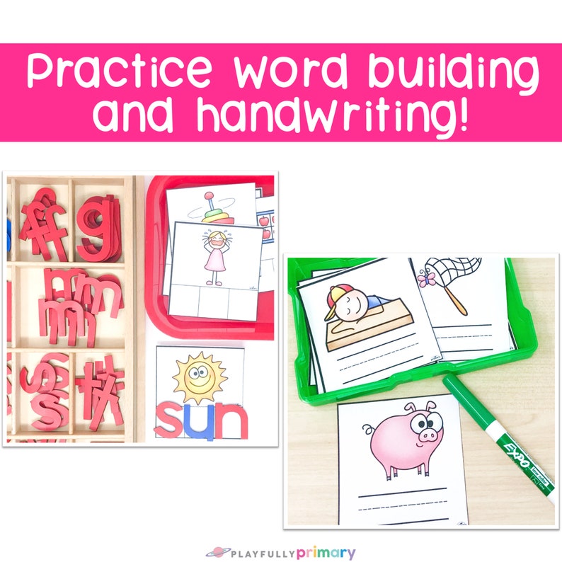 CVC Flashcards Printable, CVC Word Building Phonics Picture Cards ...