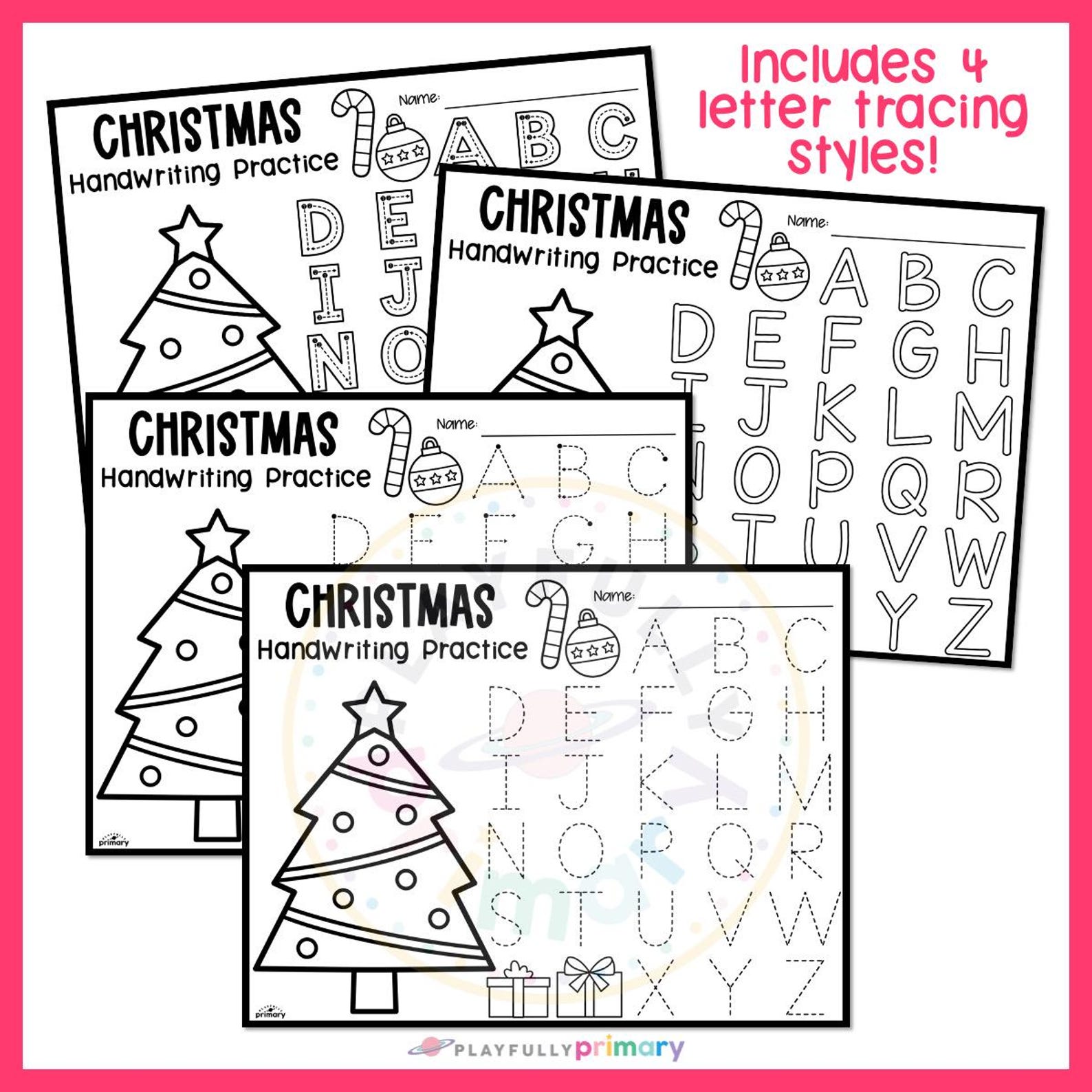 Christmas Worksheets for Kids, Alphabet Handwriting Practice Printables ...