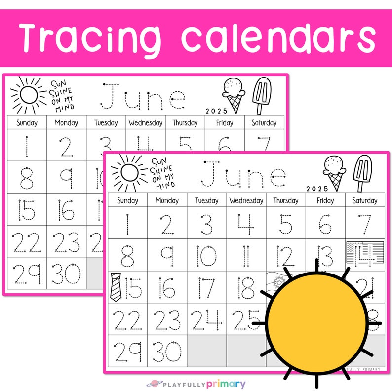 June Calendar 2025 Printable Calendar Tracing Worksheets, Calendar ...