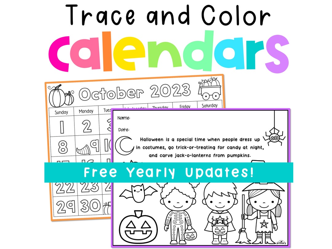 Coloring Pages for Kids Tracing Calendar Numbers Homeschool - Etsy UK