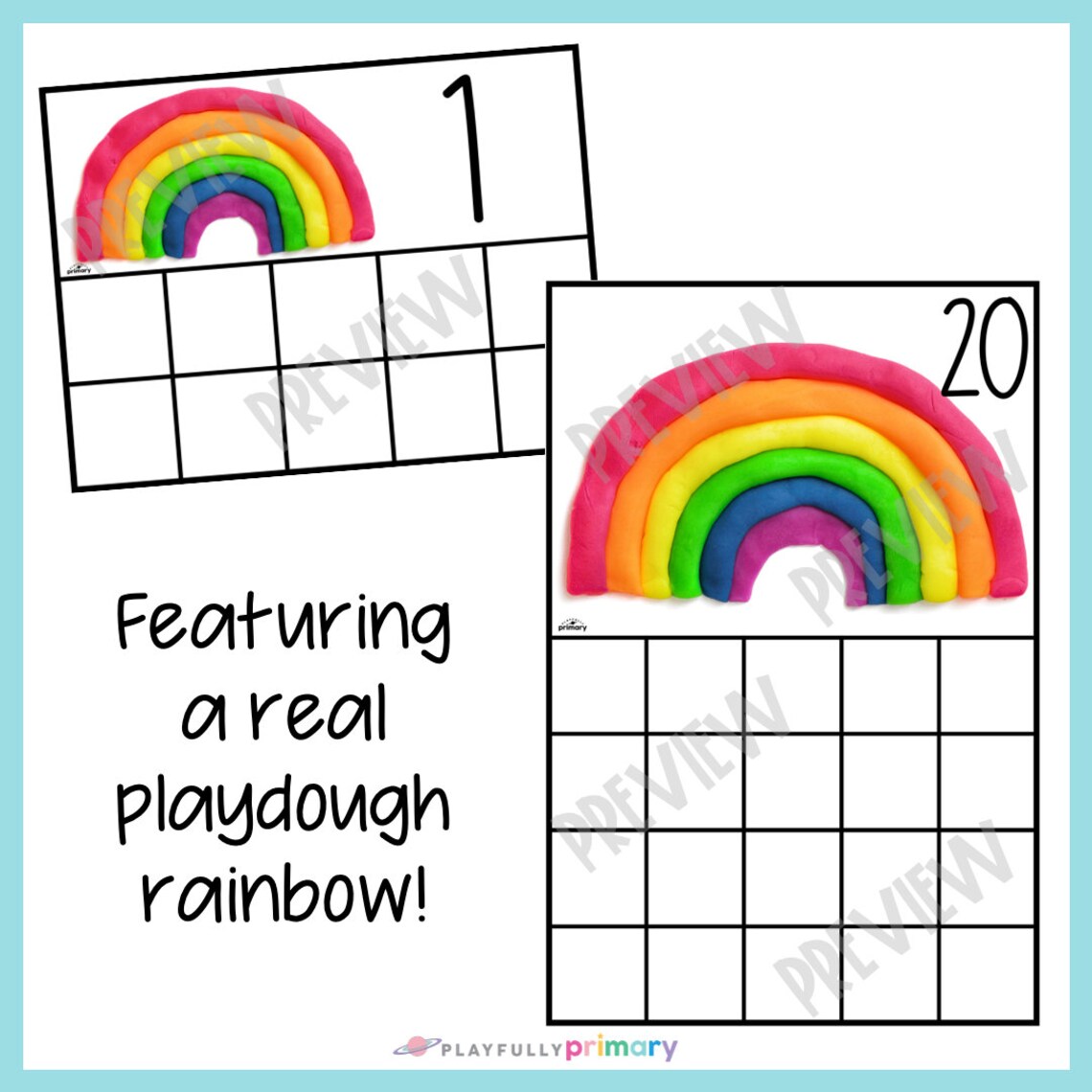 Rainbow Playdough Ten Frames Counting to 20 Activity - Etsy