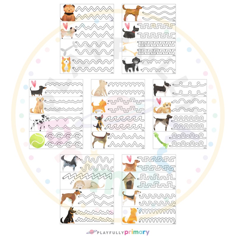 Dog Line Tracing Cards Fine Motor Tracing Activities Preschool Tracing ...