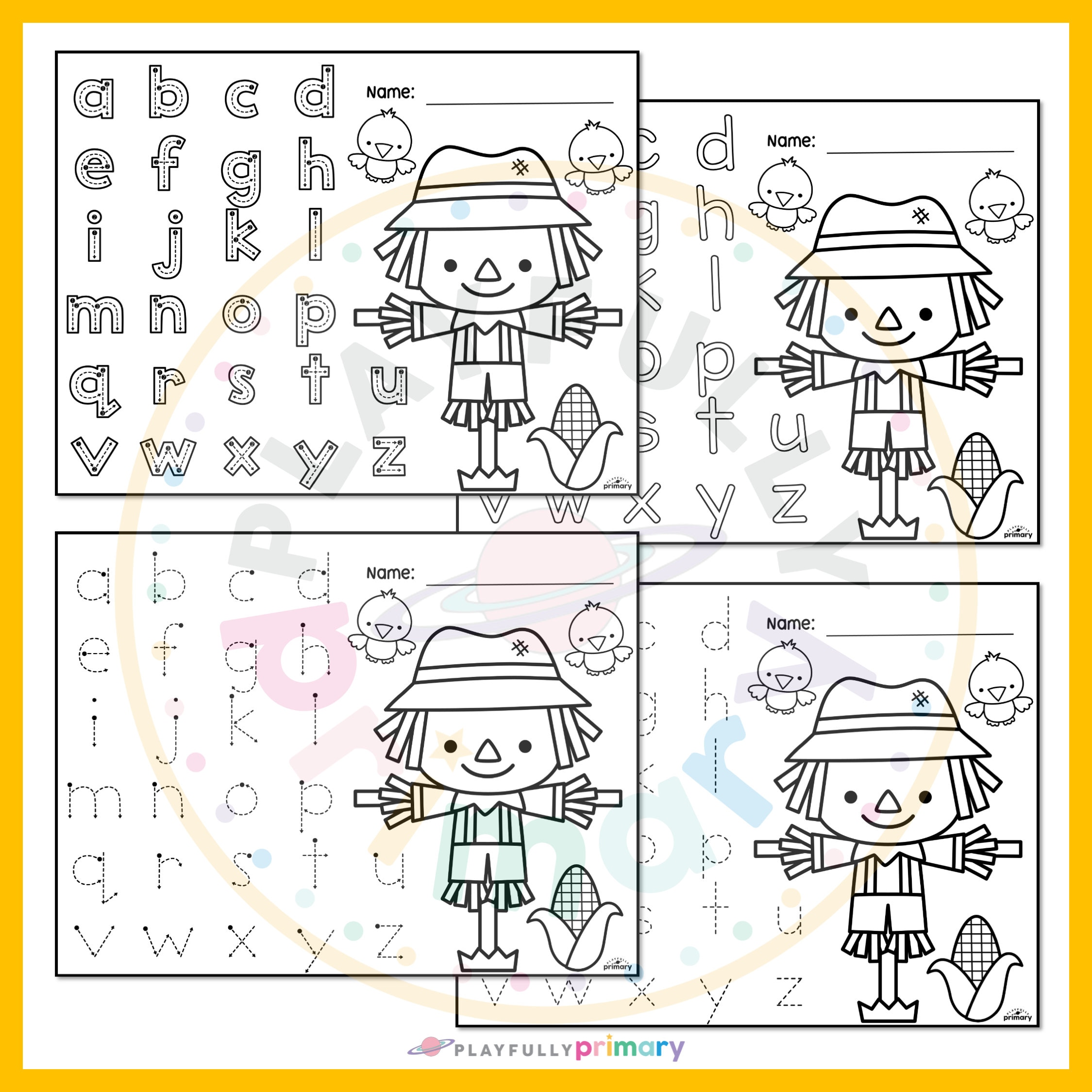 Fall Scarecrow Kindergarten Handwriting Practice Sheets, Scarecrow ...