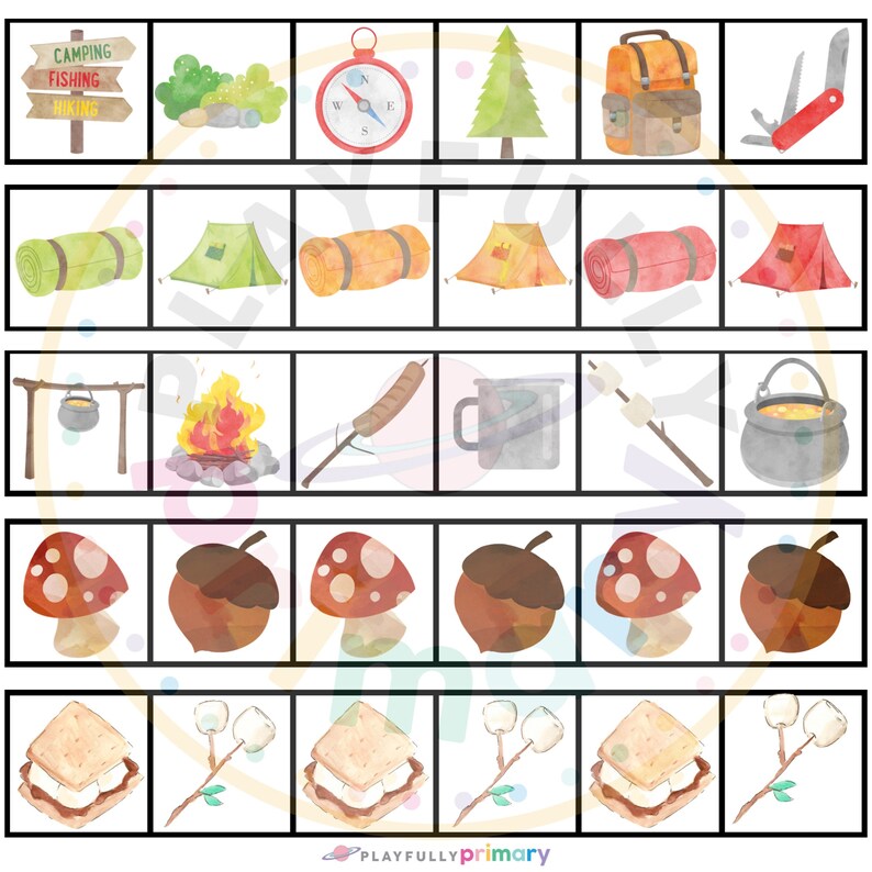 Preschool Cutting Strips, Camping Printable for Preschool, Camping Unit ...