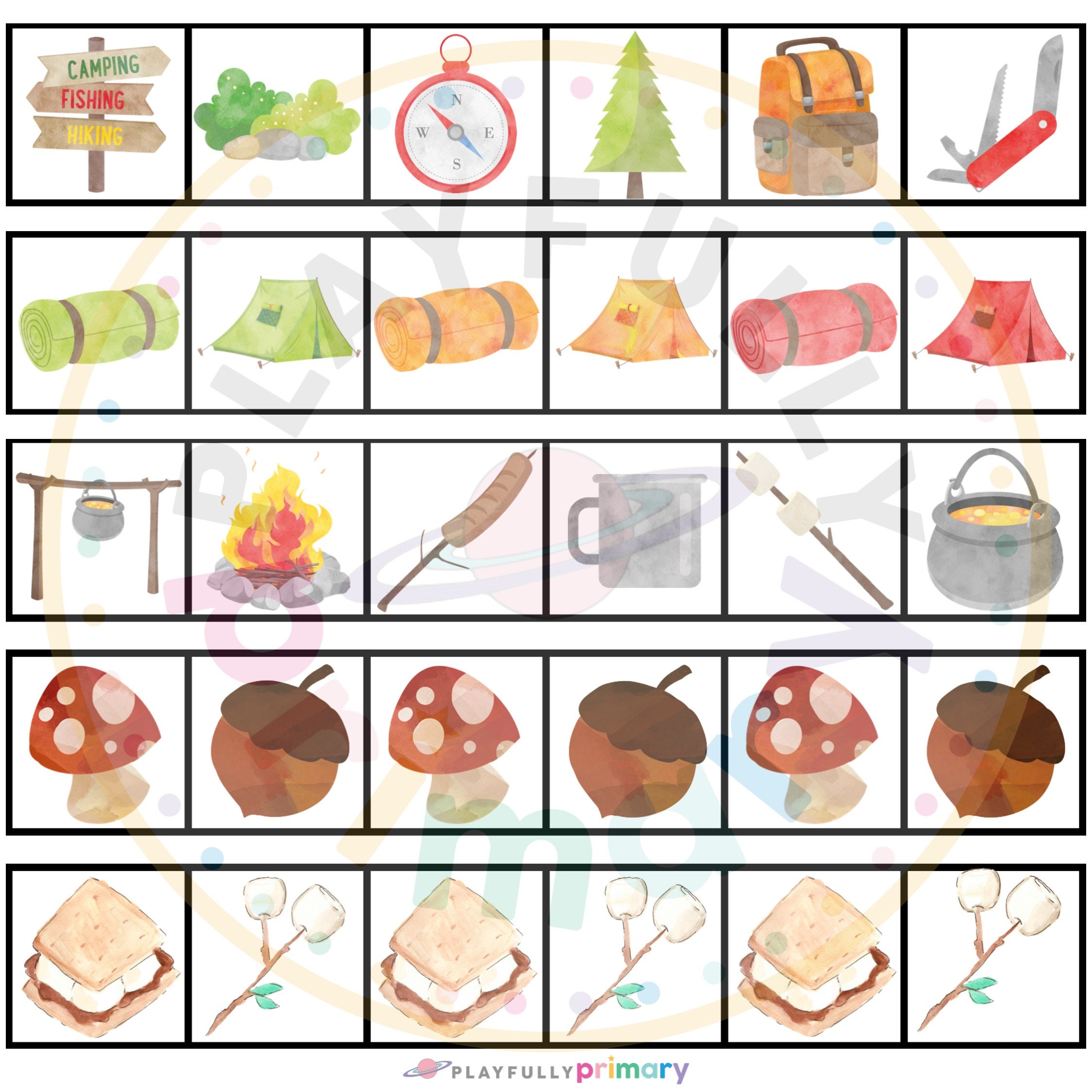 Preschool Cutting Strips, Camping Printable for Preschool, Camping Unit ...