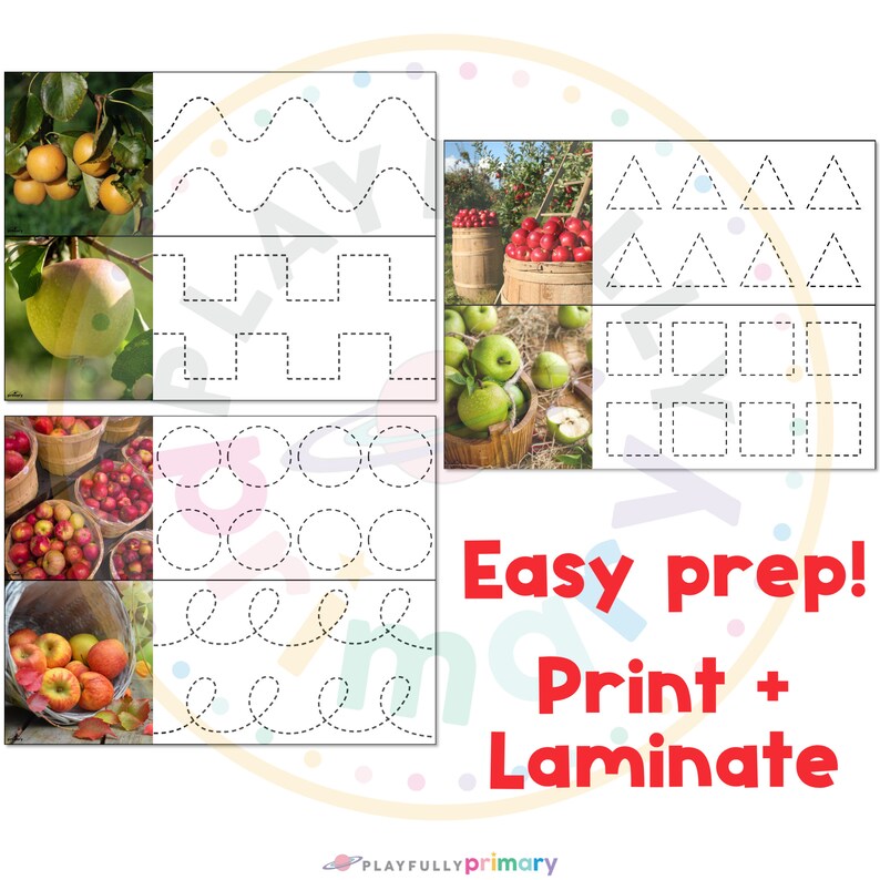 Apple Tracing Worksheets, Tracing Lines and Shapes, Apple Preschool ...