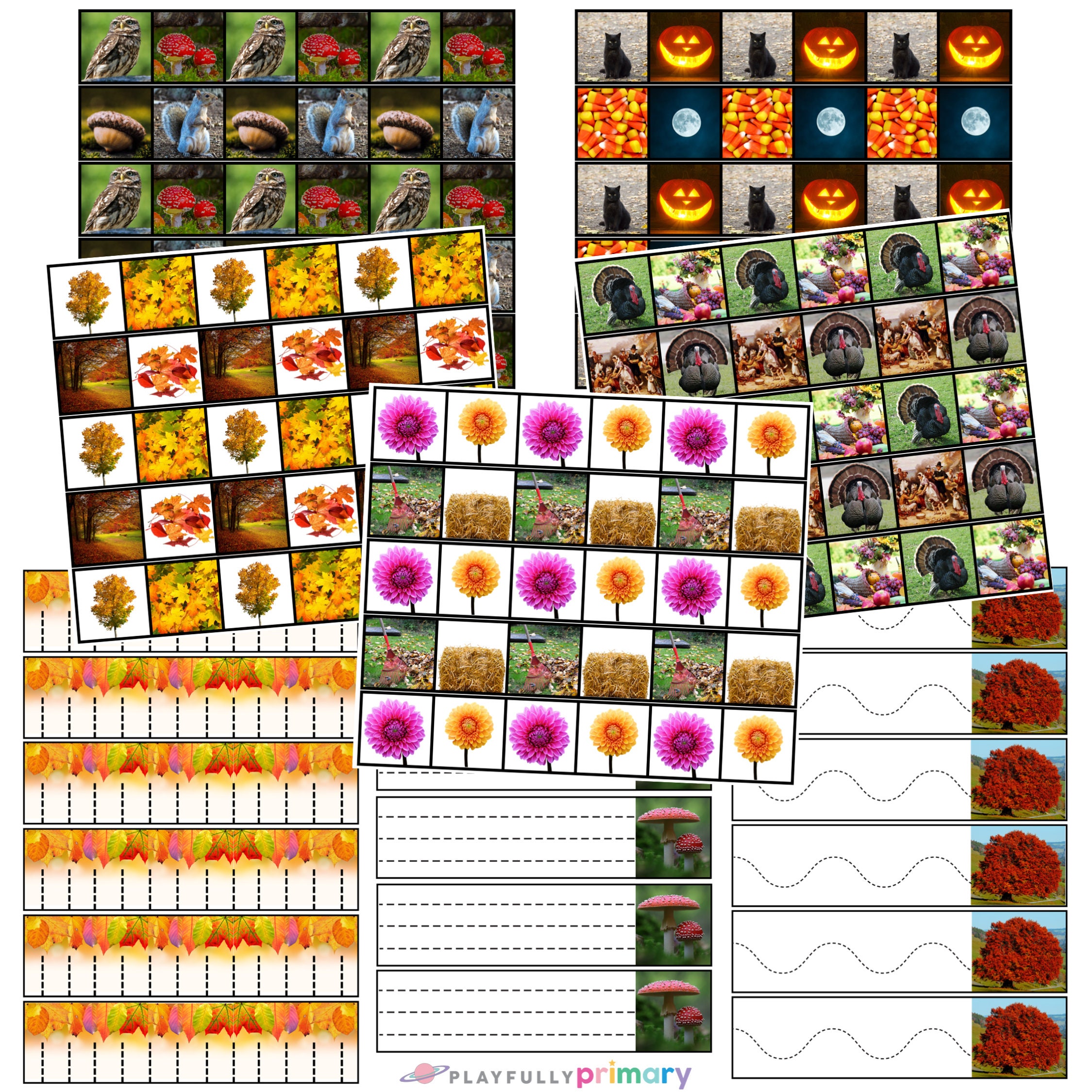 Fall Scissor Skills Printable Cutting Practice Strips, Montessori ...