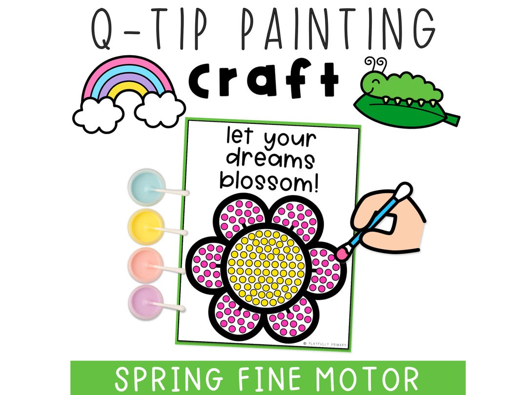 Spring Q-tip Painting Templates | Preschool Pre-k Kindergarten | Fine ...