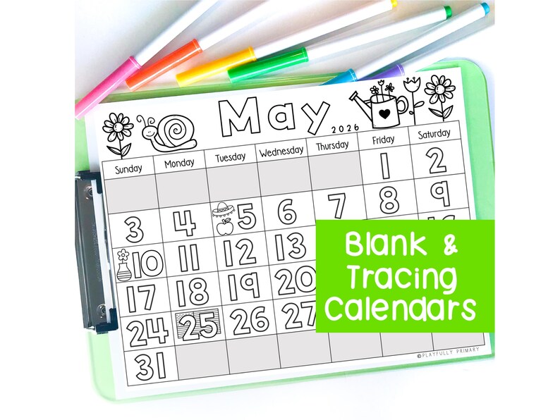 May Calendar 2026 Printable Calendar Tracing Worksheets, Kids Calendar ...