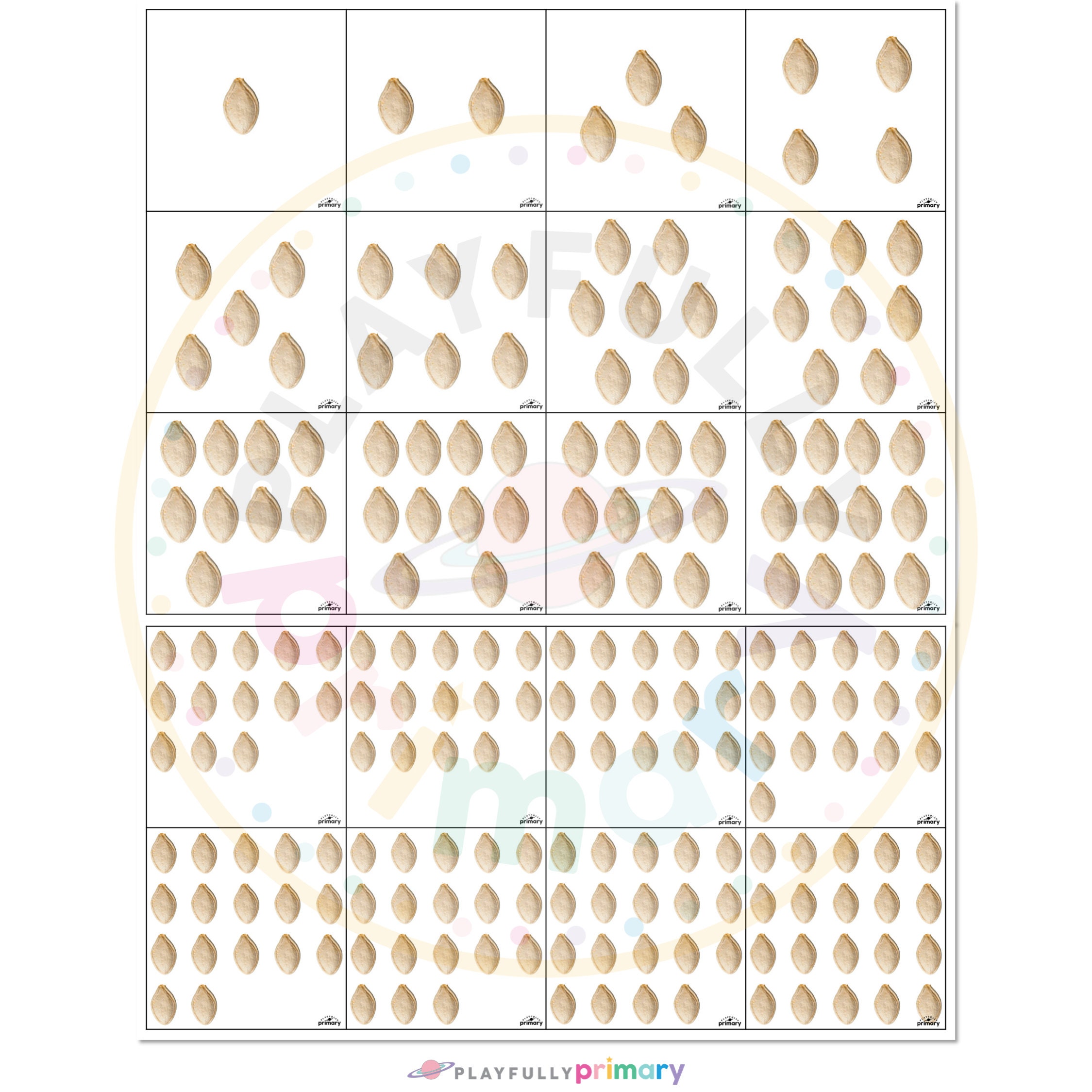 Pumpkin Seed Counting Printable, Pumpkin Counting Flashcards 1-20 ...