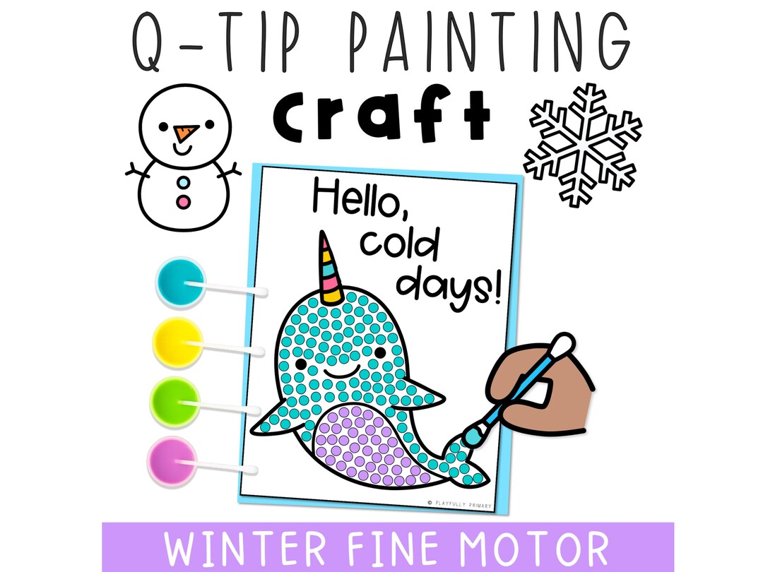 Winter Q-tip Painting Craft - Preschool Fine Motor Art, Snowflake ...