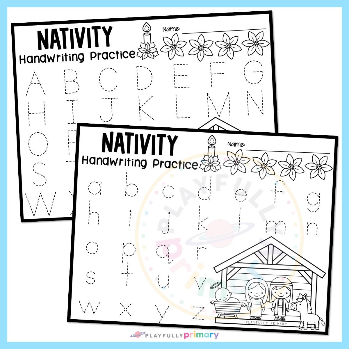 Nativity Worksheets for Kids, Alphabet Handwriting Practice Printables ...