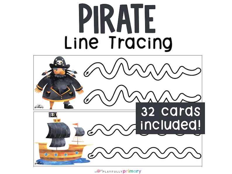 Pirate Line Tracing Cards Fine Motor Printables, Fine Motor Skills ...