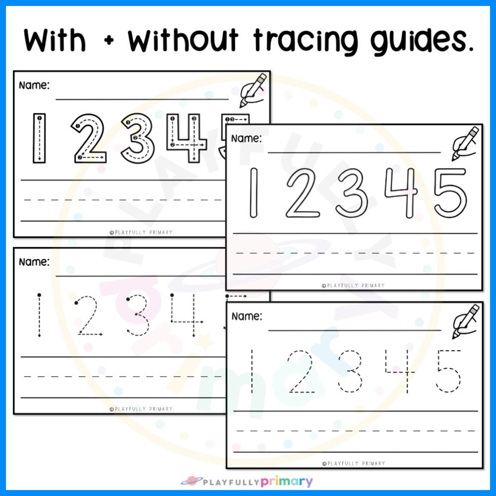 Large Number Tracing Kindergarten Math Worksheets, Number Formation ...