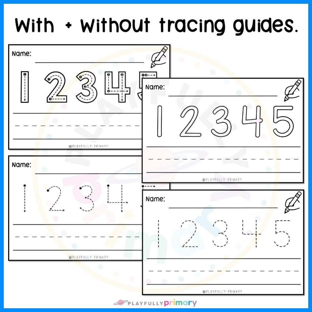 Large Number Tracing Kindergarten Math Worksheets, Number Formation ...