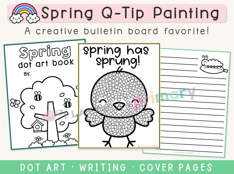 Spring Q-tip Painting Templates | Preschool Pre-k Kindergarten | Fine ...