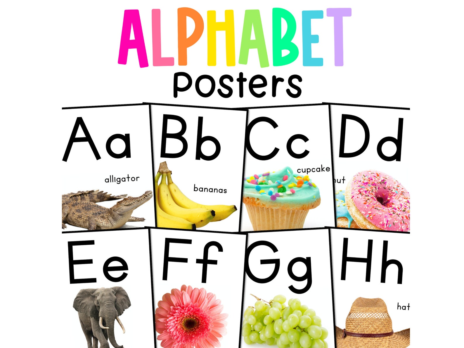 Alphabet Posters for Classroom Decor, Elementary Kindergarten Preschool ...