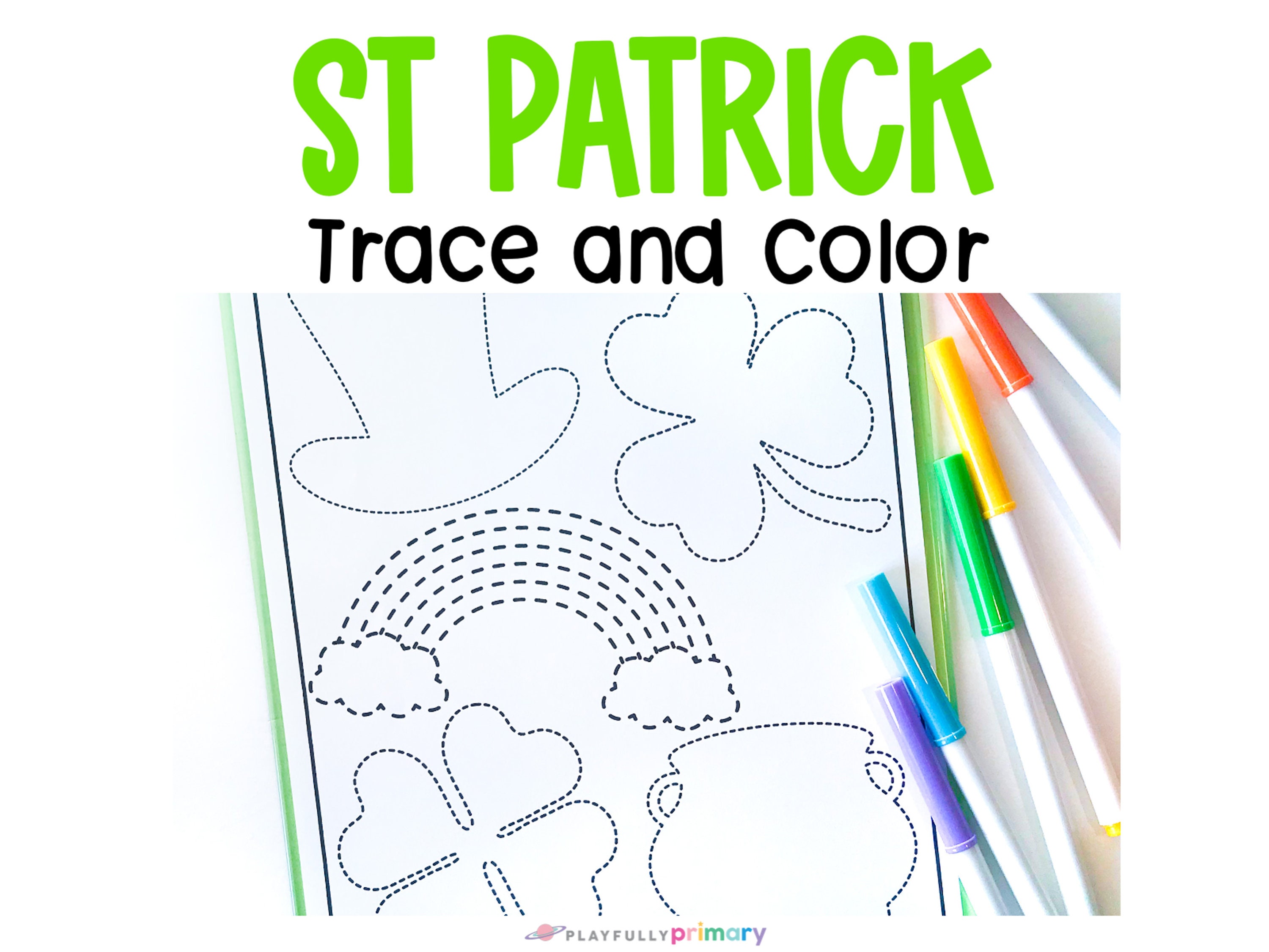 St Patrick's Day Coloring Pages Printable Tracing Worksheets for Kids ...