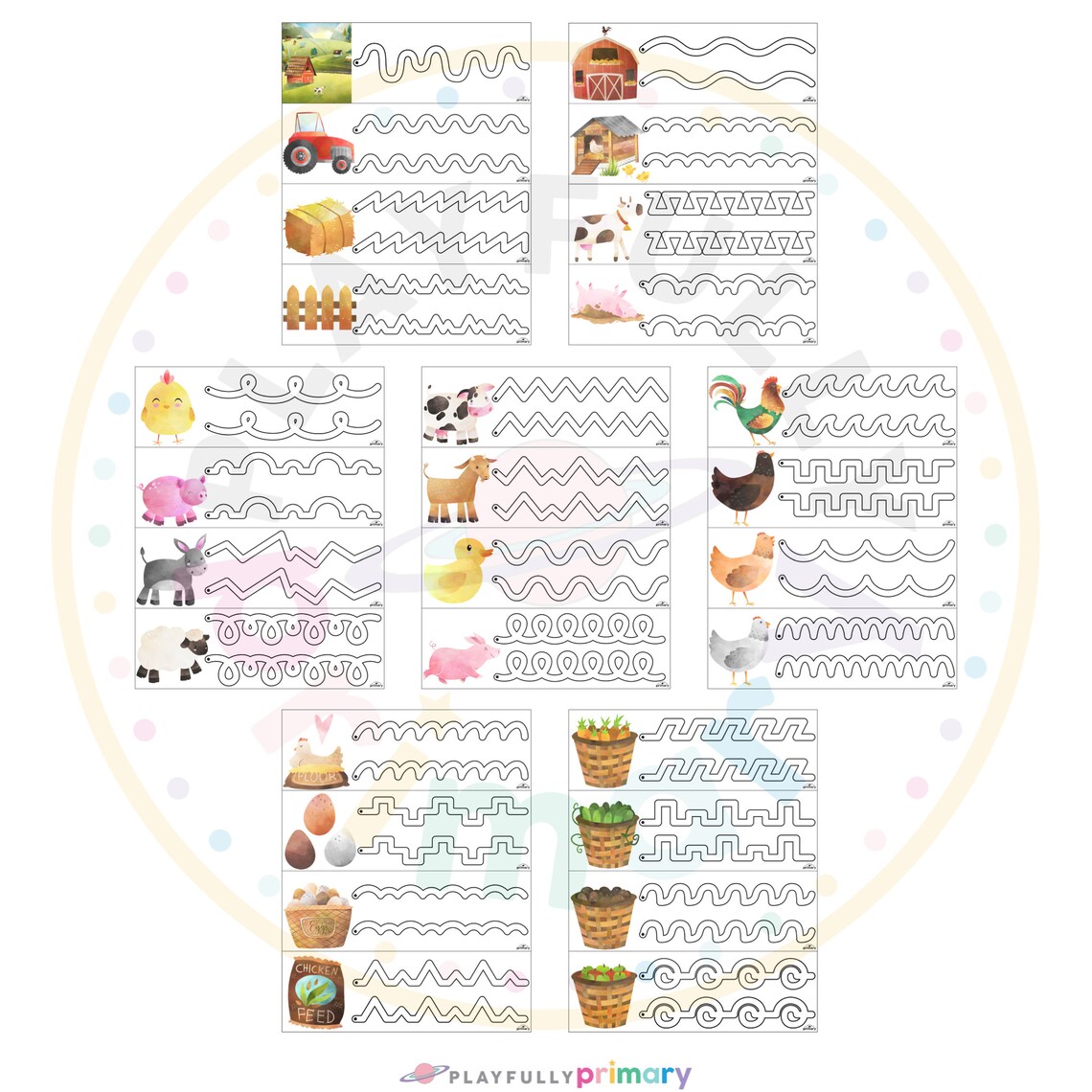 Farm Line Tracing Farm Unit Study Fine Motor Skills Activity Farm ...