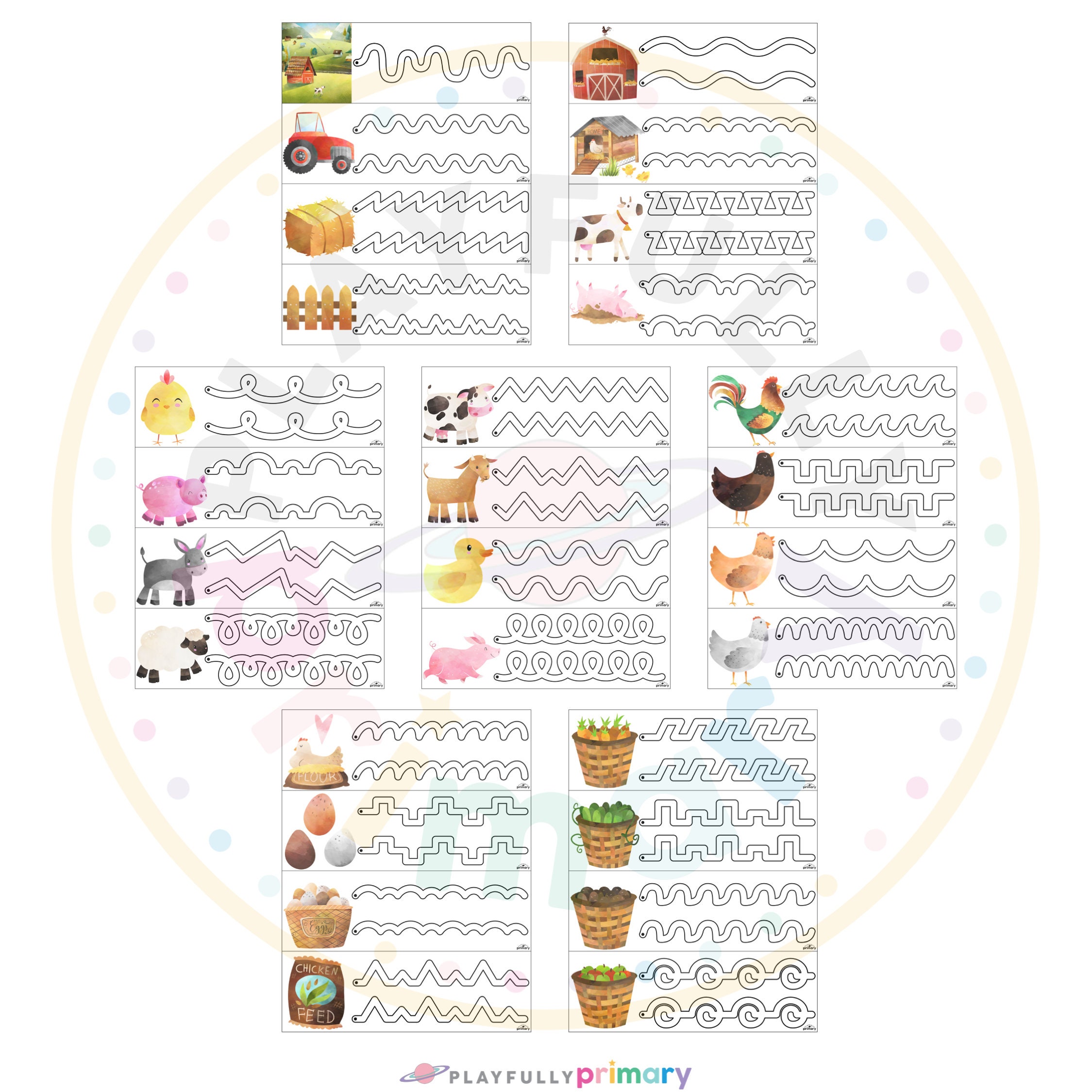 Farm Line Tracing Farm Unit Study Fine Motor Skills Activity Farm ...