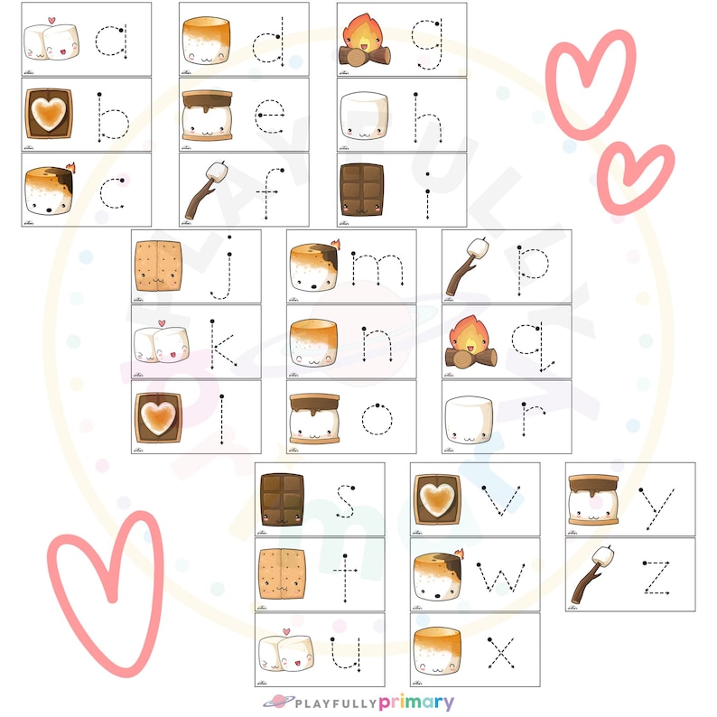 Letter Tracing Printable Smores, Alphabet Tracing Flashcards, Camping ...