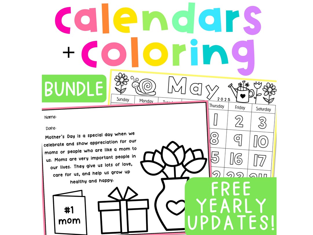 Monthly Calendar Tracing Numbers and Coloring Pages for Kids Printable ...