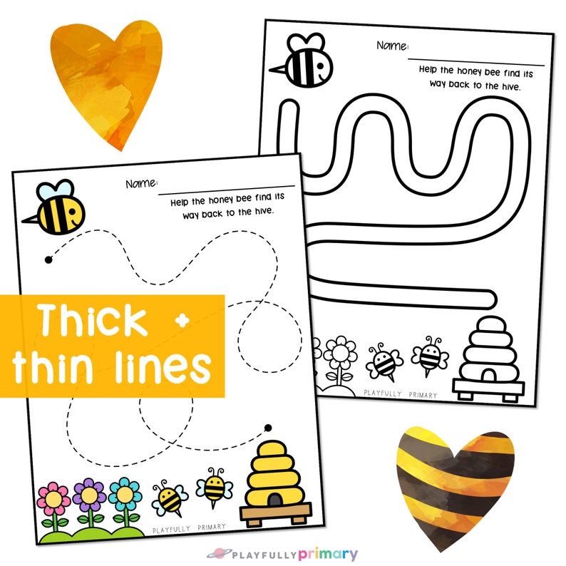 Honey Bee Line Tracing Worksheets - Bee Unit Study Fine Motor Activity ...