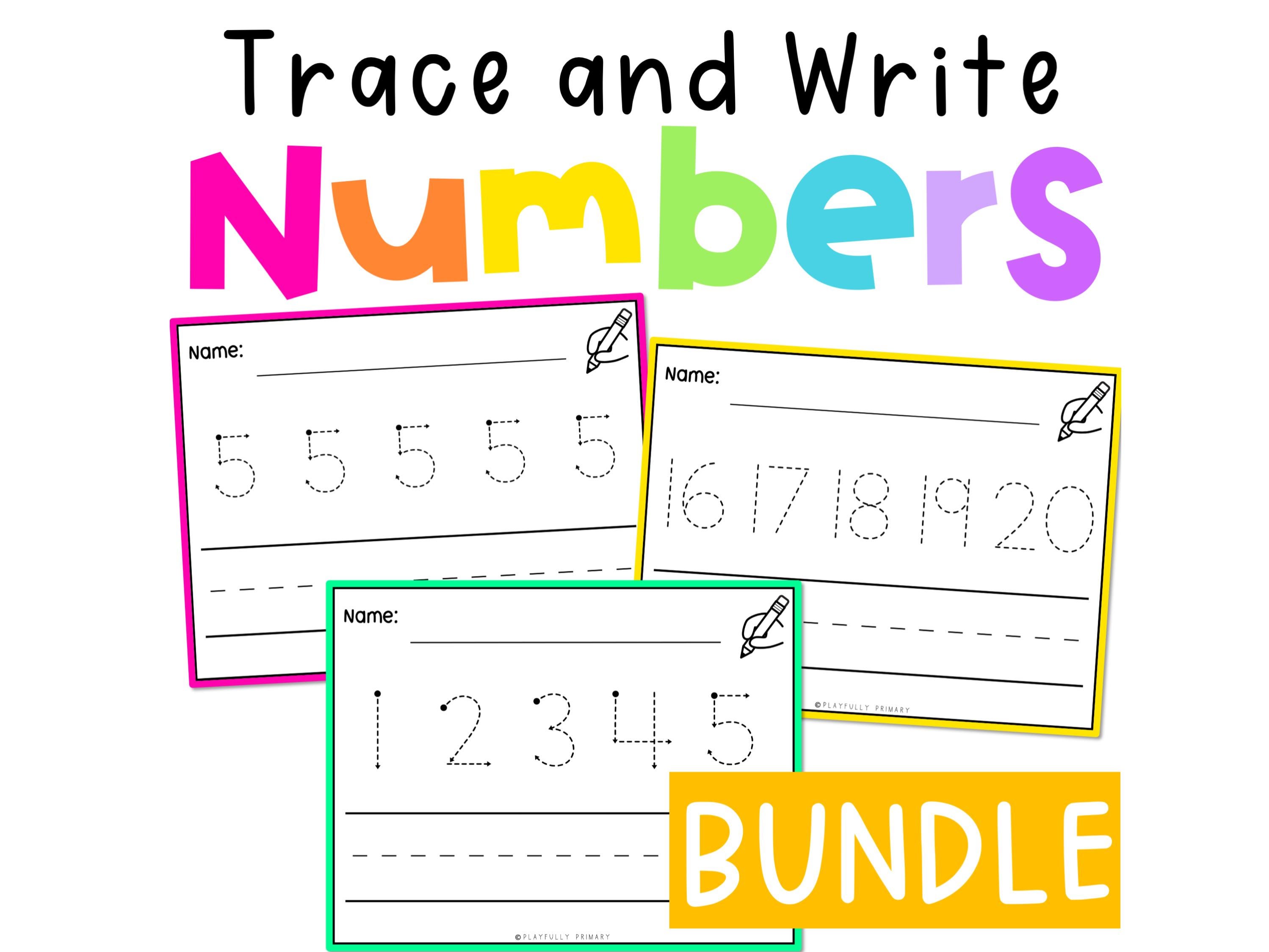 Large Number Tracing Kindergarten Math Worksheets, Number Formation ...