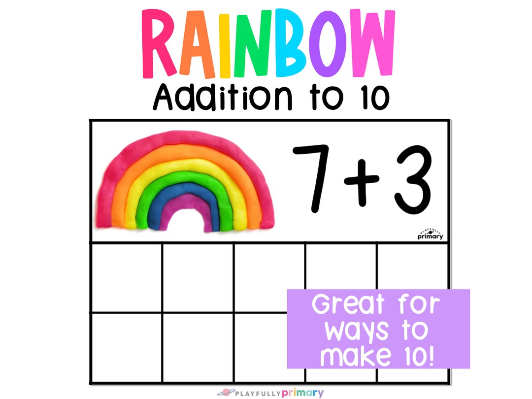 Rainbow Playdough Addition Frames | Addition to 10 Activity & Worksheet ...