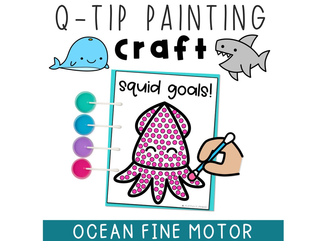Ocean Q-tip Painting Craft - Under the Sea Fine Motor Art for Preschool ...