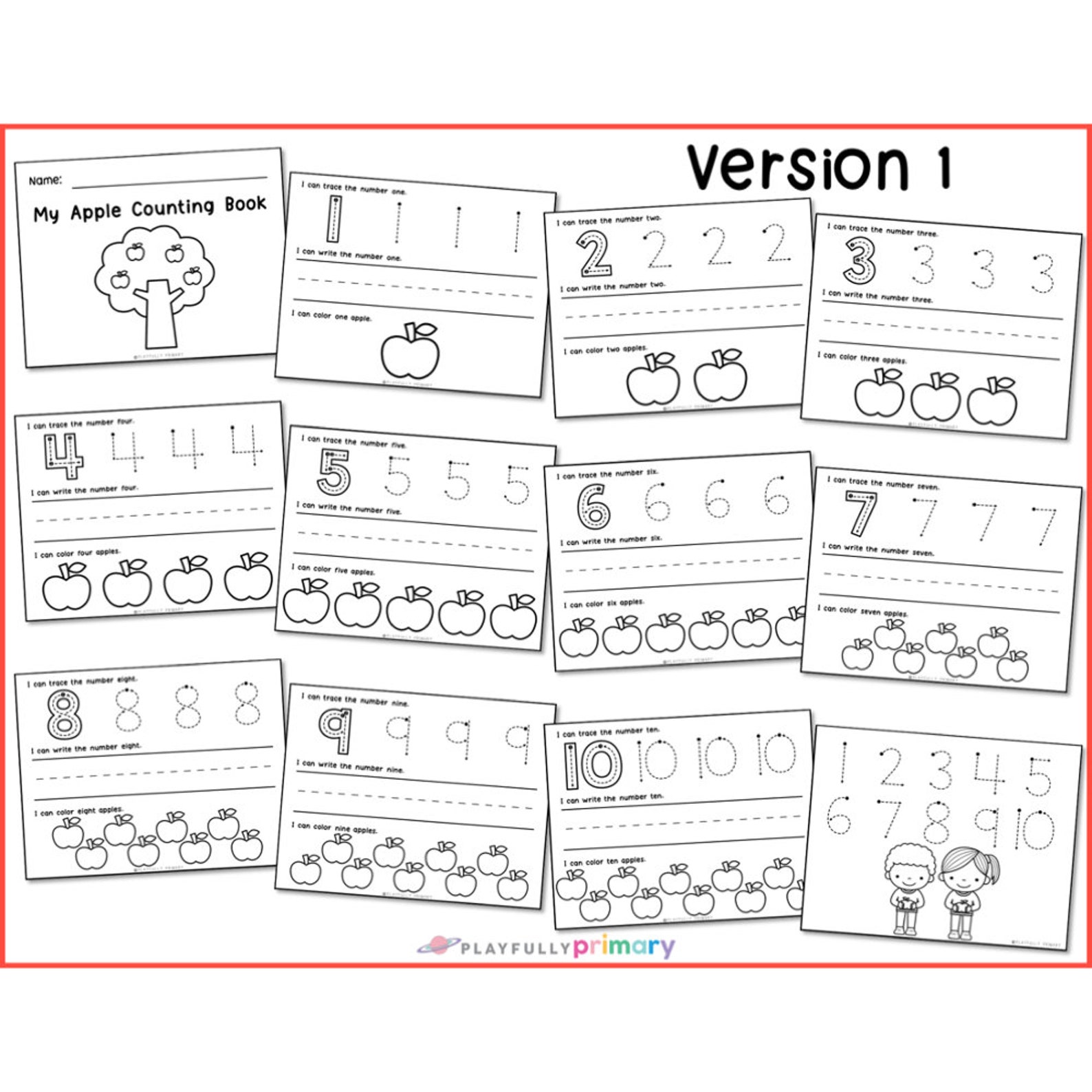 Apple Counting to 10 Mini Book - Apple Theme Preschool Printable ...