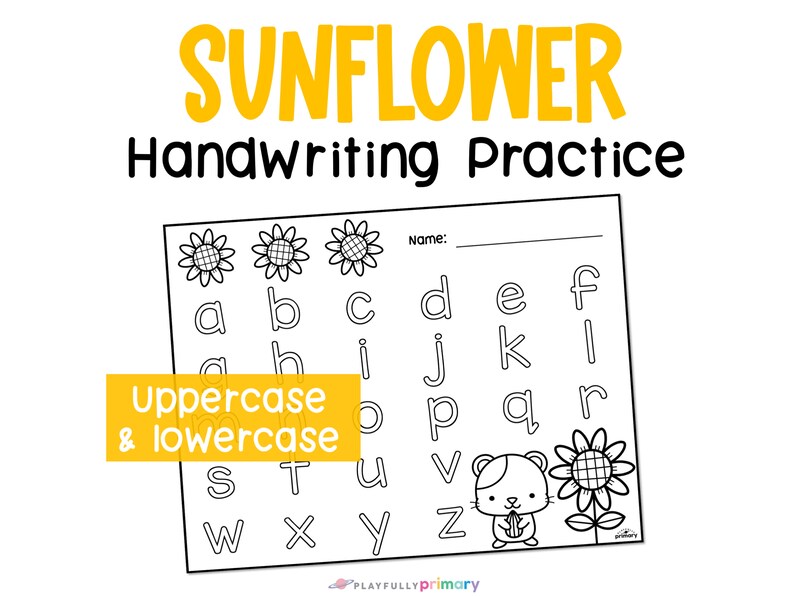 Sunflower Handwriting Practice Sheets, Autumn Sunflower Coloring Sheets ...